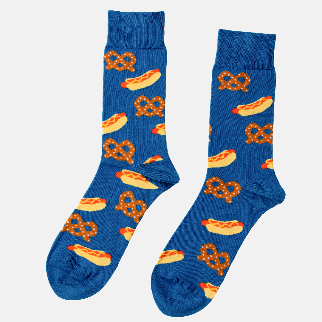 Hot Dog & Pretzel - Large Crew Socks - Sporty Snack Gift – Harmony