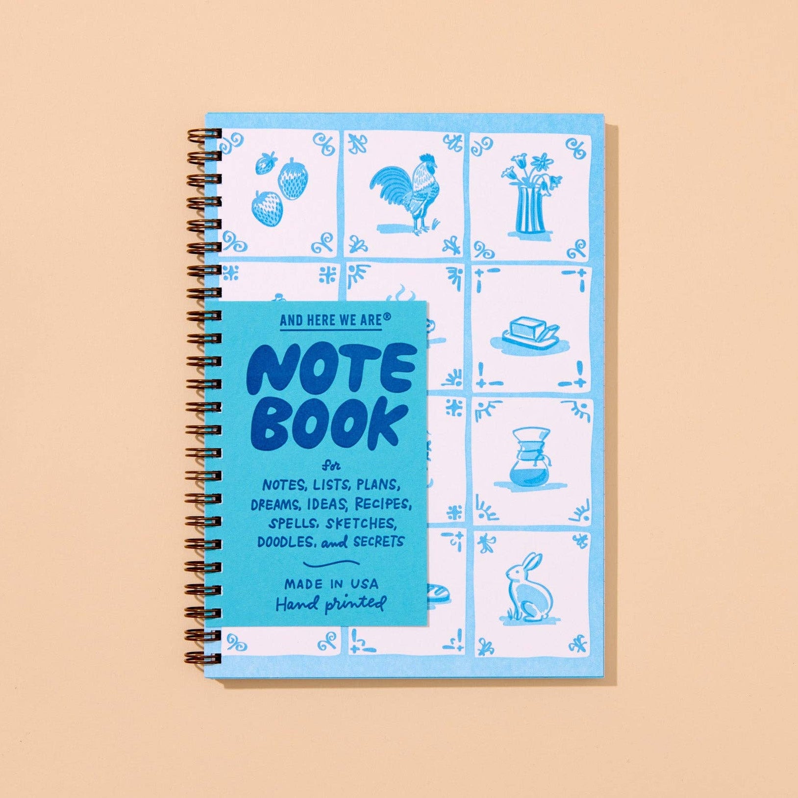 Delft Tile Letterpress A5 Spiral Notebook – Harmony