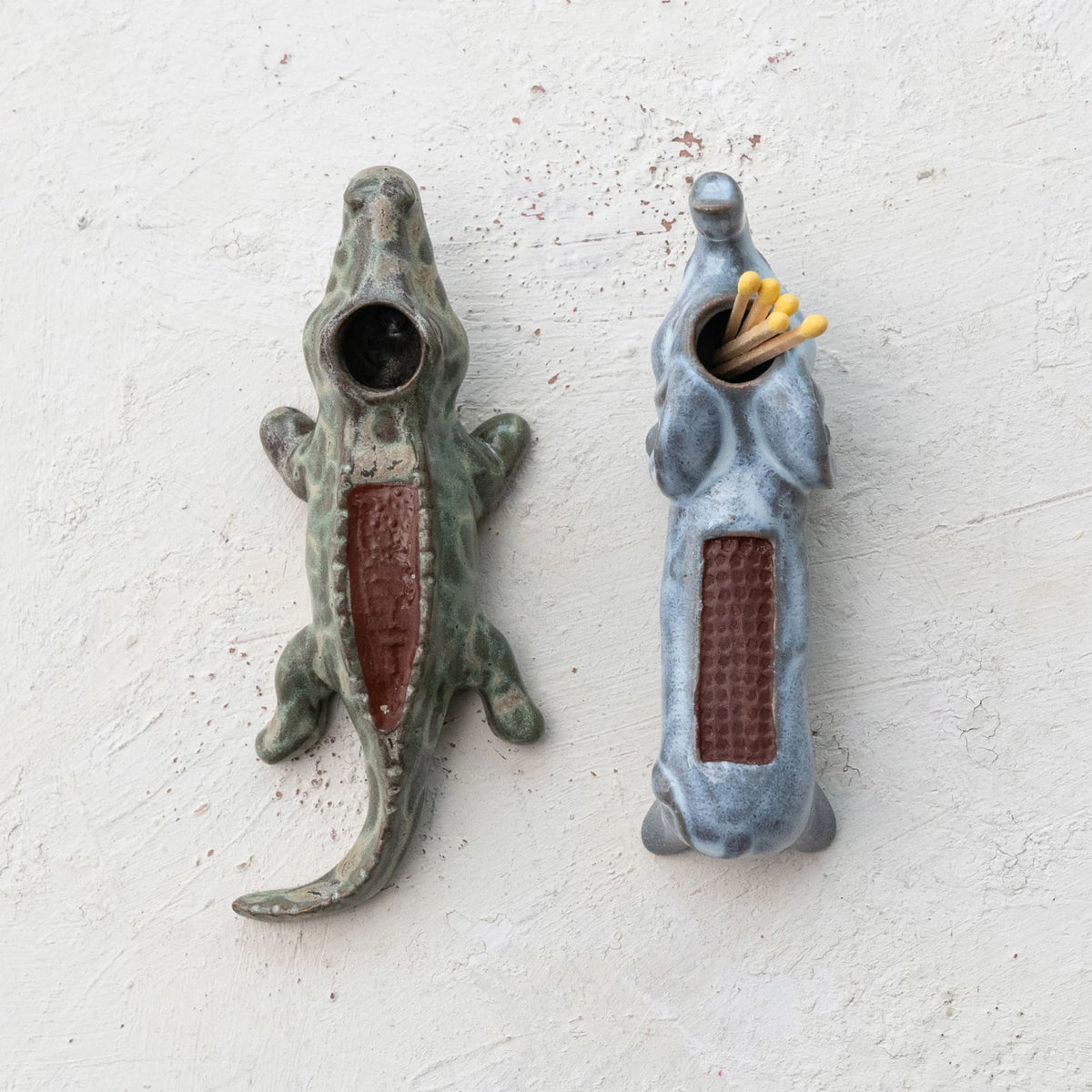Stoneware Alligator Match Holder w/ Striker (Each One Will Vary) – Harmony