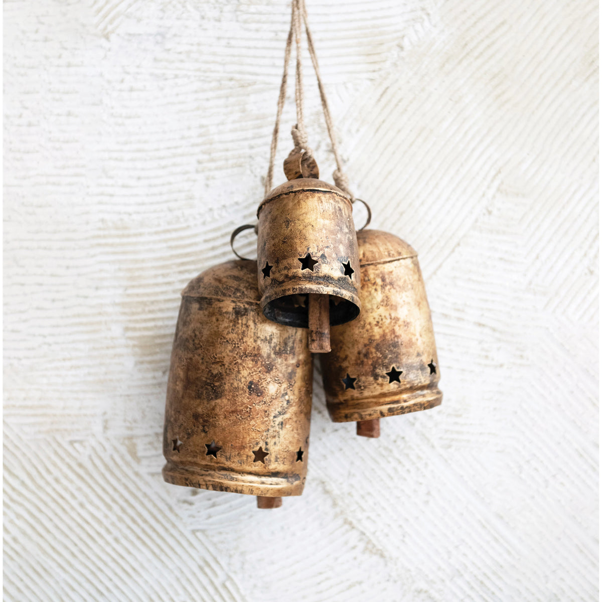 Metal Bell on Jute Rope with Star Cut-Outs – Harmony